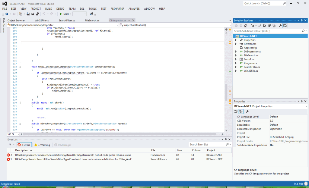 C# 5.0, VS2012, and BCSearch.NET | BASeCamp Programming Blog